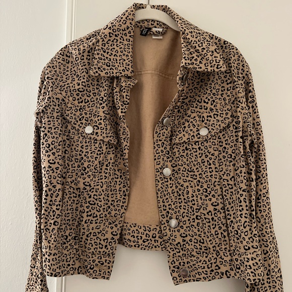 H&M | Jackets & Coats | Leopard Print Denim Jacket | Poshmark